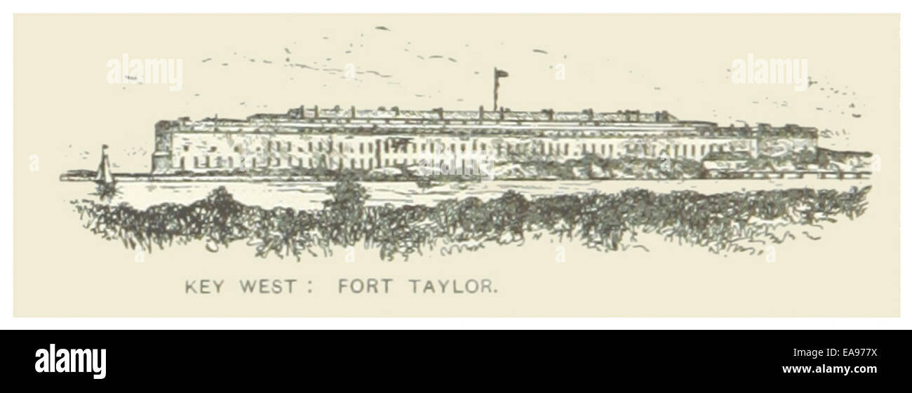 An 1891 illustration showing Fort Taylor in Key West, Florida. The ...