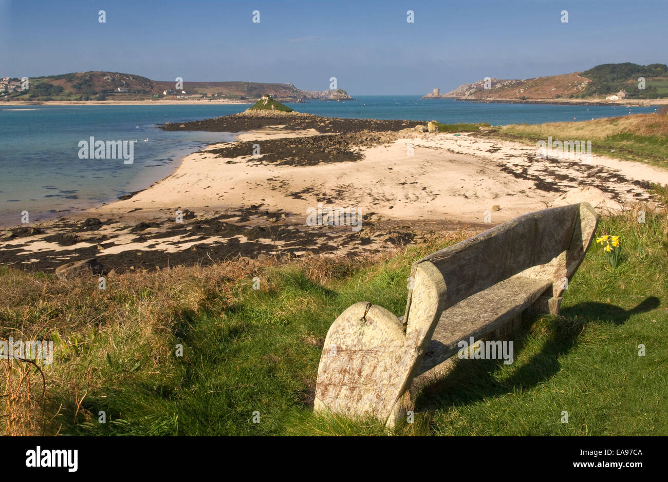 Tresco, Scilly Isles, showing Tresco Abbey and a view of the islands ...