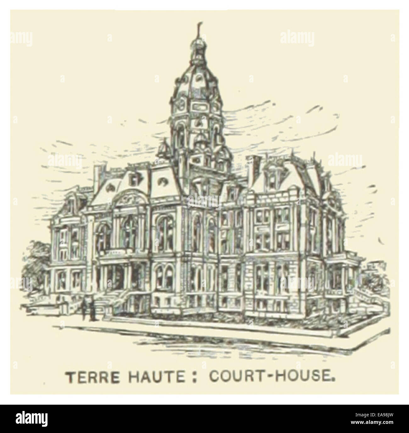 An 1891 illustration from US-IN (page 237), depicting the Courthouse in ...