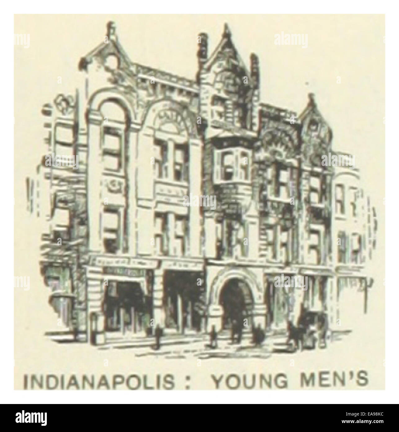 This 1891 illustration depicts the YMCA building in Indianapolis ...