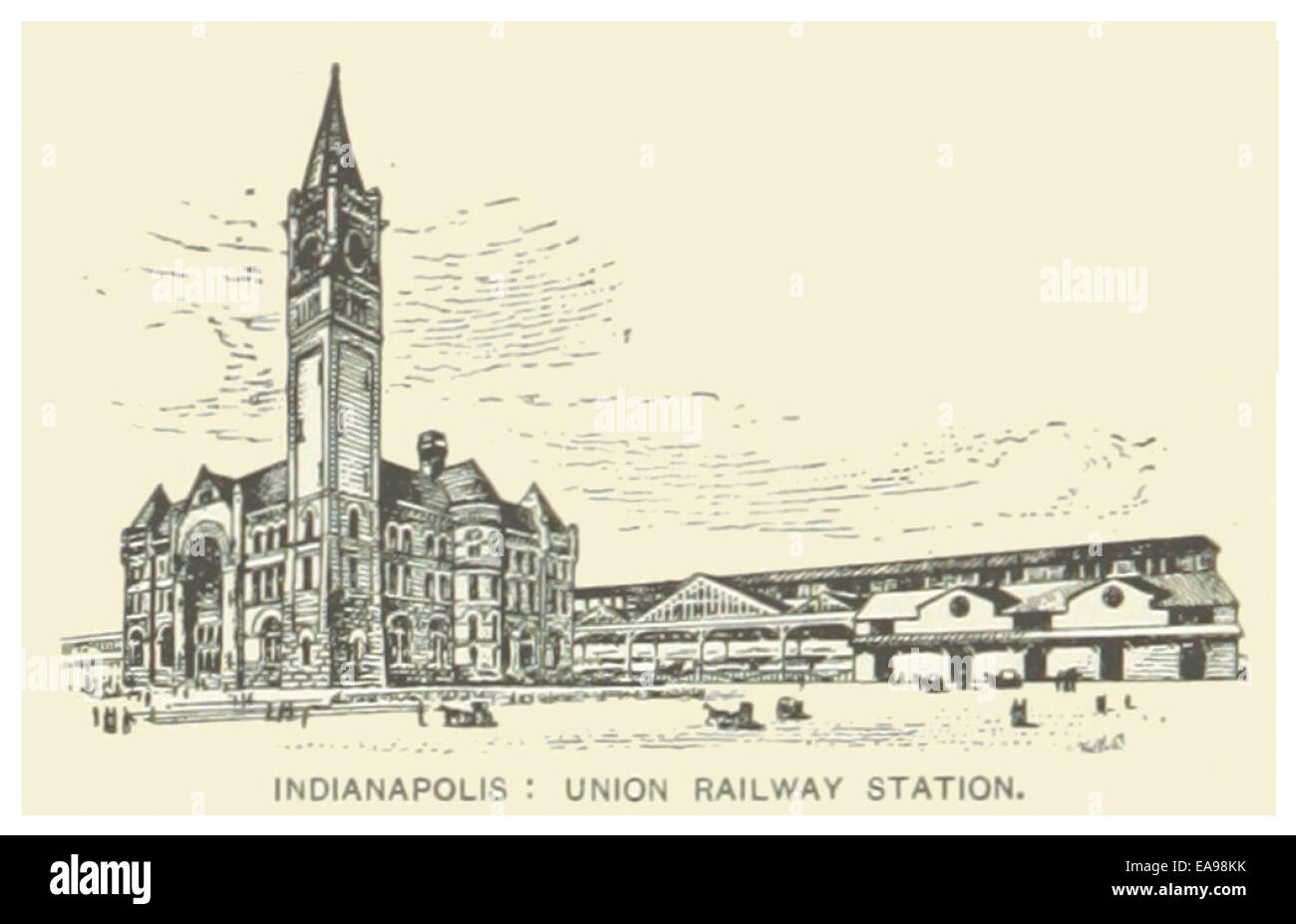 The 1891 map of Indianapolis highlights the Union Railway Station, a ...