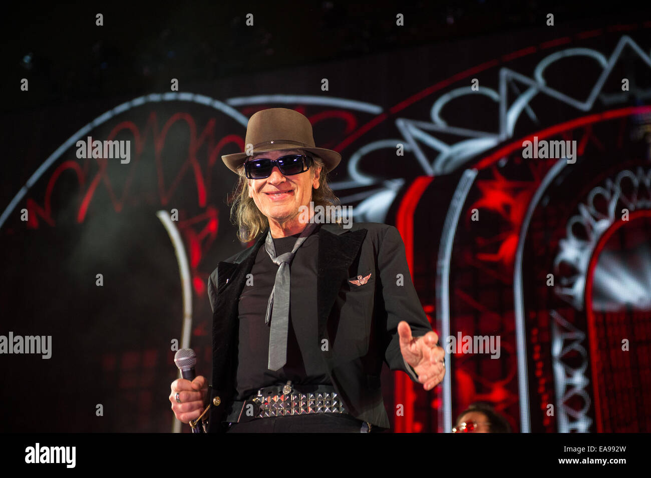 Berlin, Germany. 9th Nov, 2014. German singer Udo Lindenberg performs ...