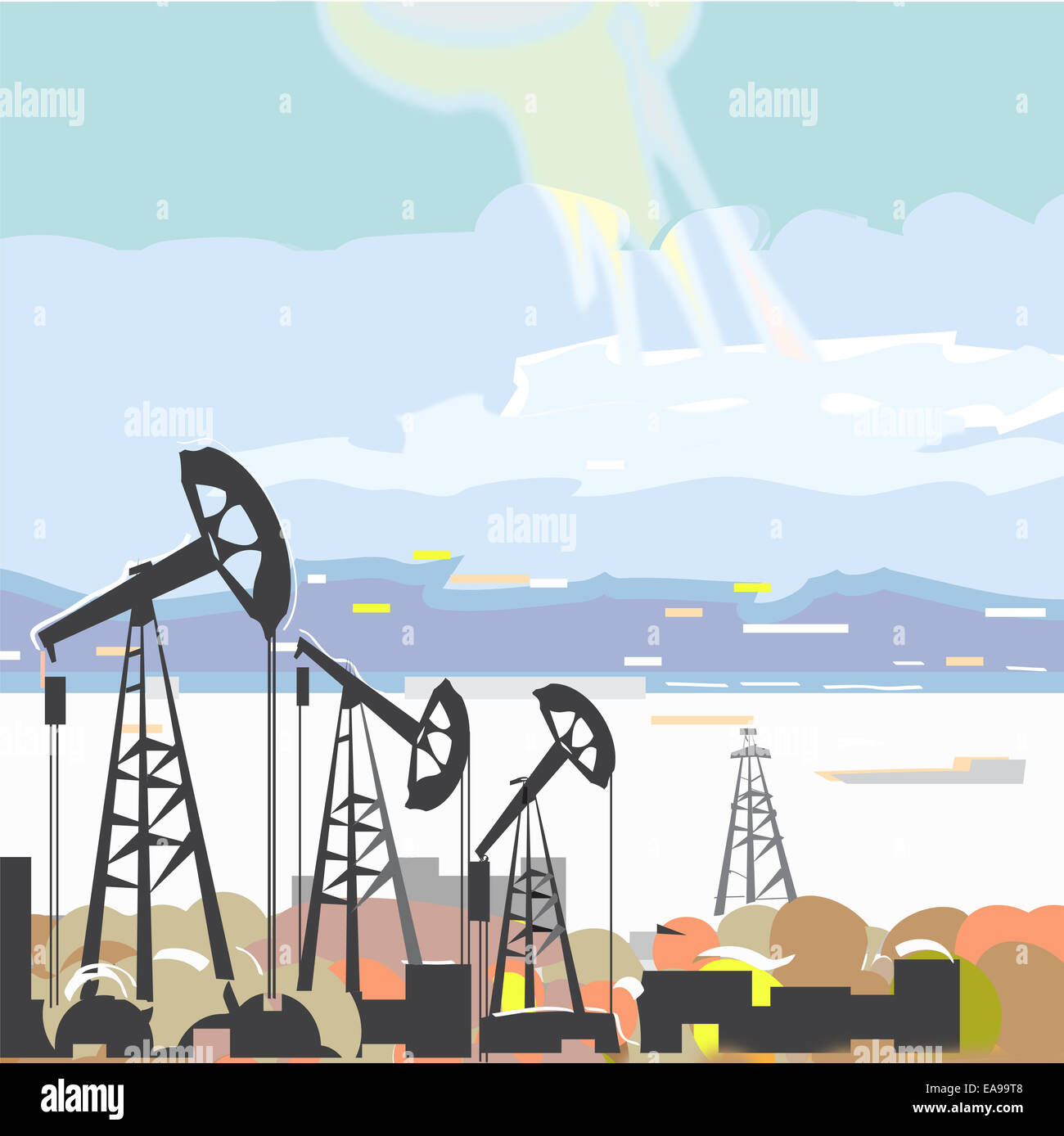 Oil Rigs Pumping Oil Stock Photo - Alamy