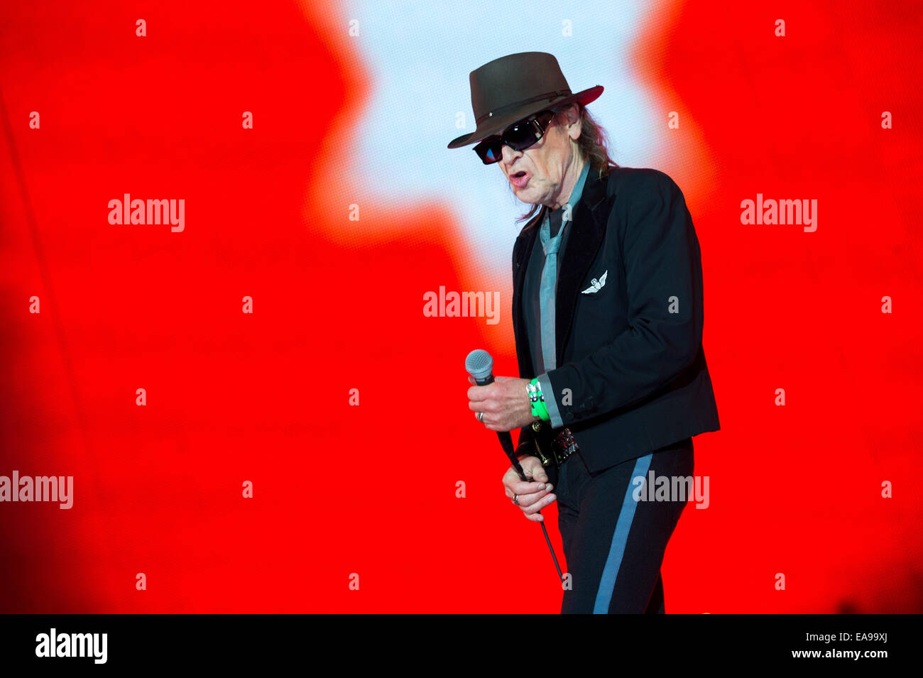 Berlin, Germany. 9th Nov, 2014. German singer Udo Lindenberg performs ...