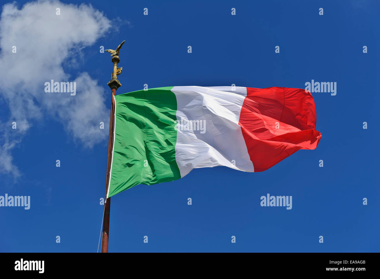 The Italian flag consisting of the colours of green, white and red ...