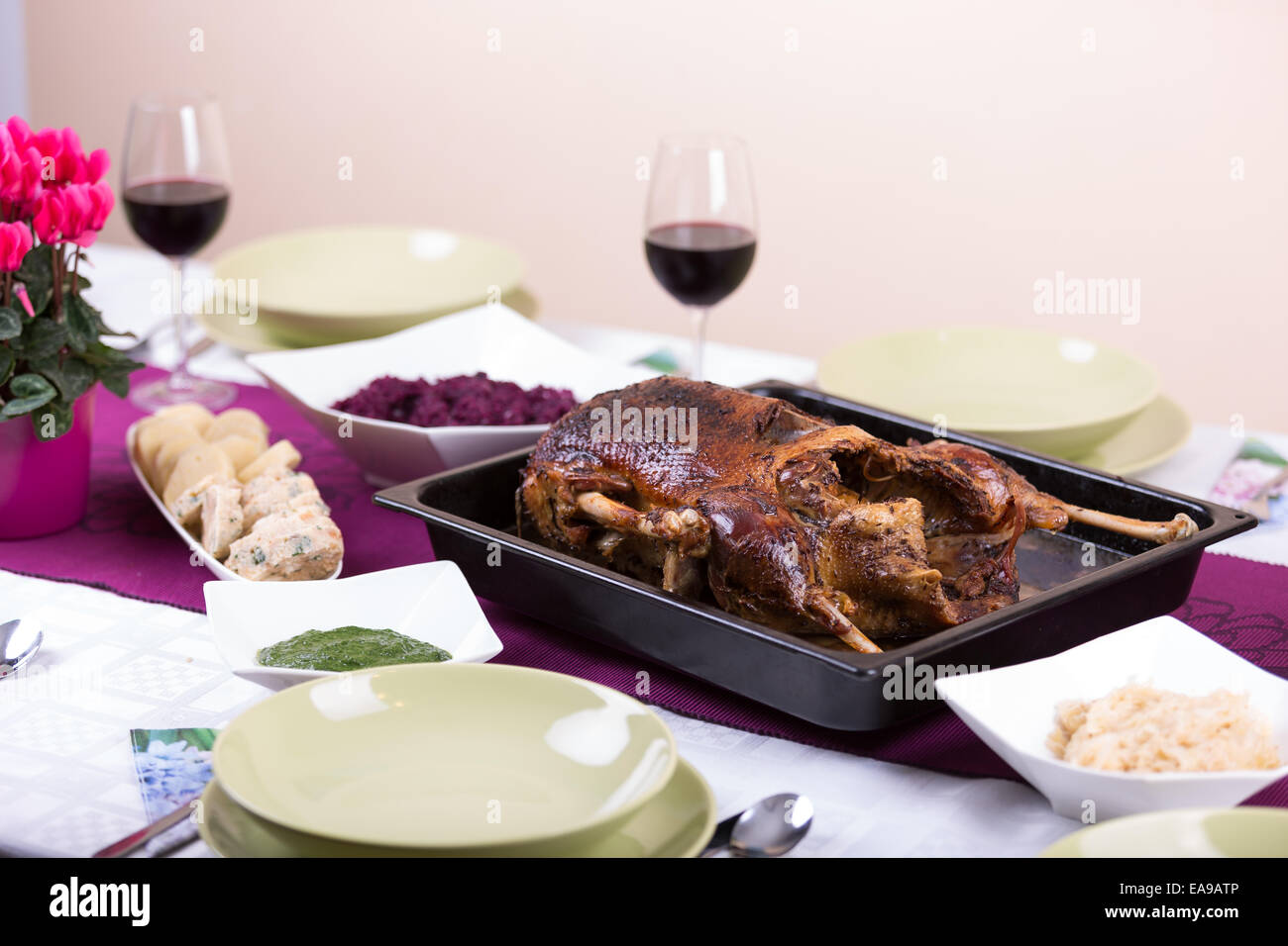 St. Martin´s goose preparation Stock Photo - Alamy