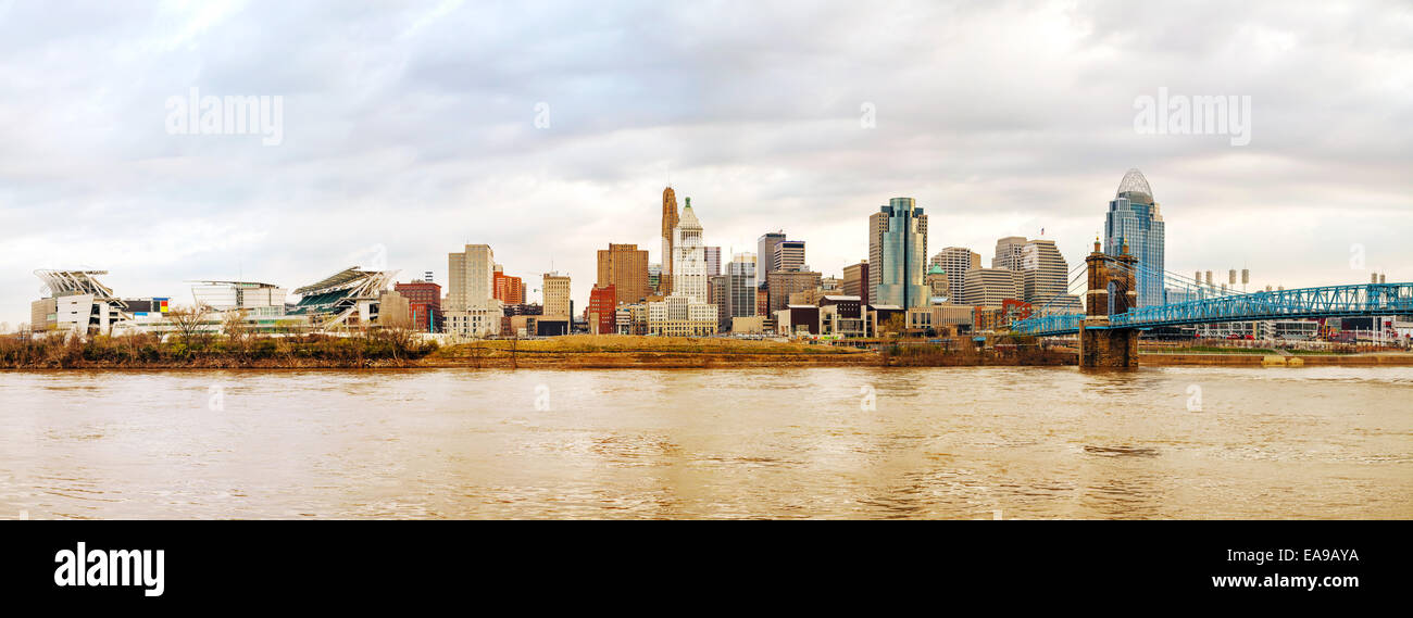 Cincinnati downtown panoramic overview at the sunset Stock Photo - Alamy