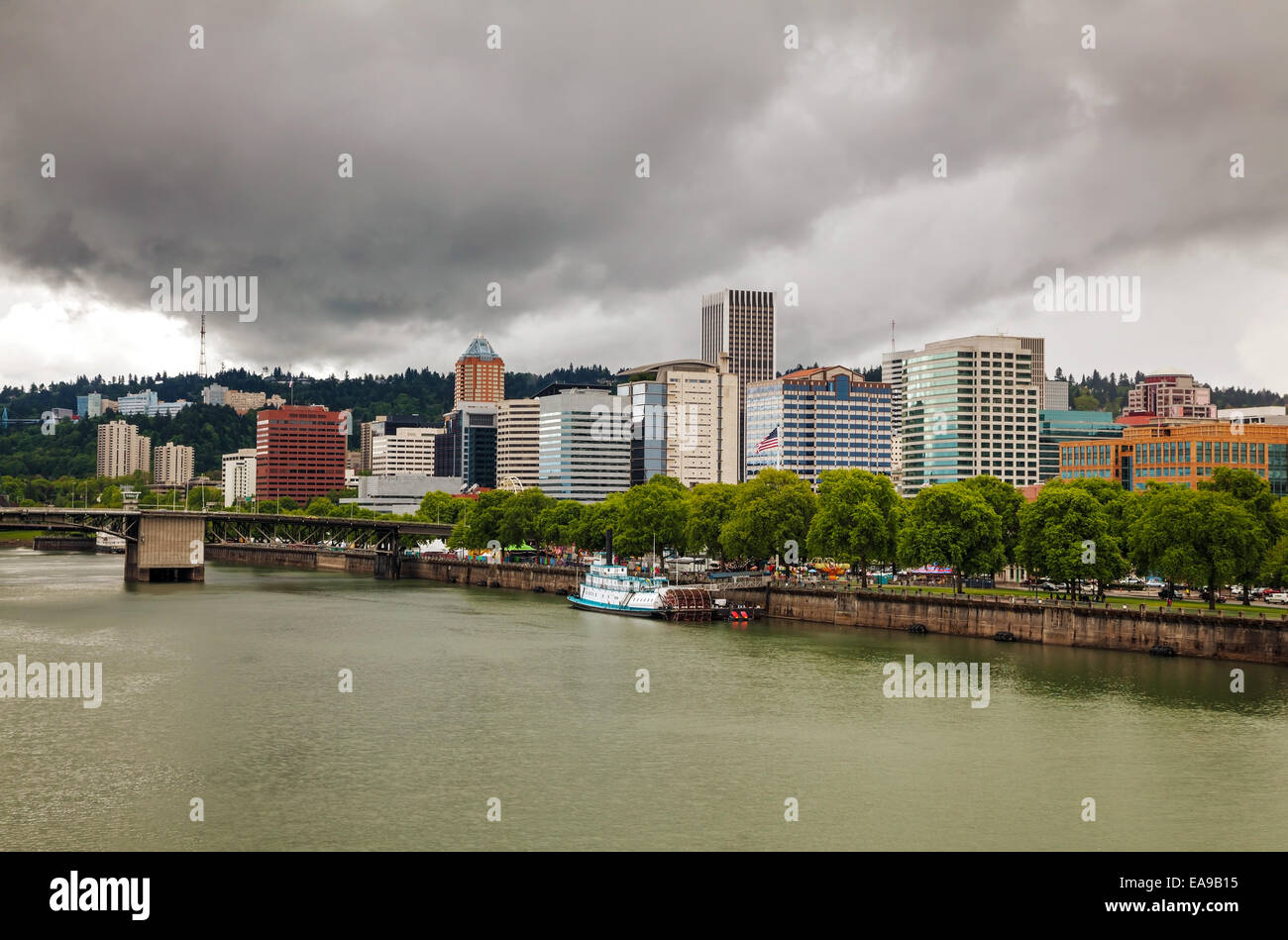 Downtown Portland cityscape on an overcast day Stock Photo - Alamy