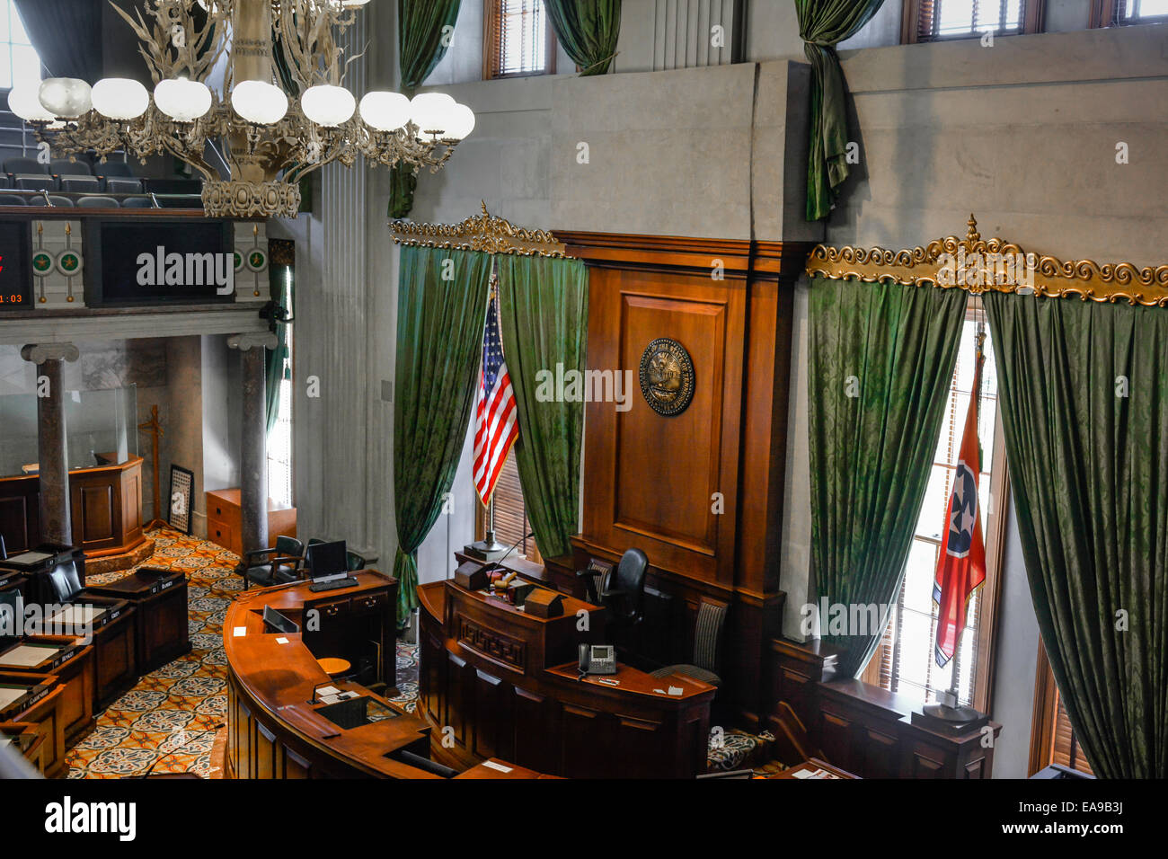 The ornate & beautiful interior of the Tennessee Senate chambers at the ...