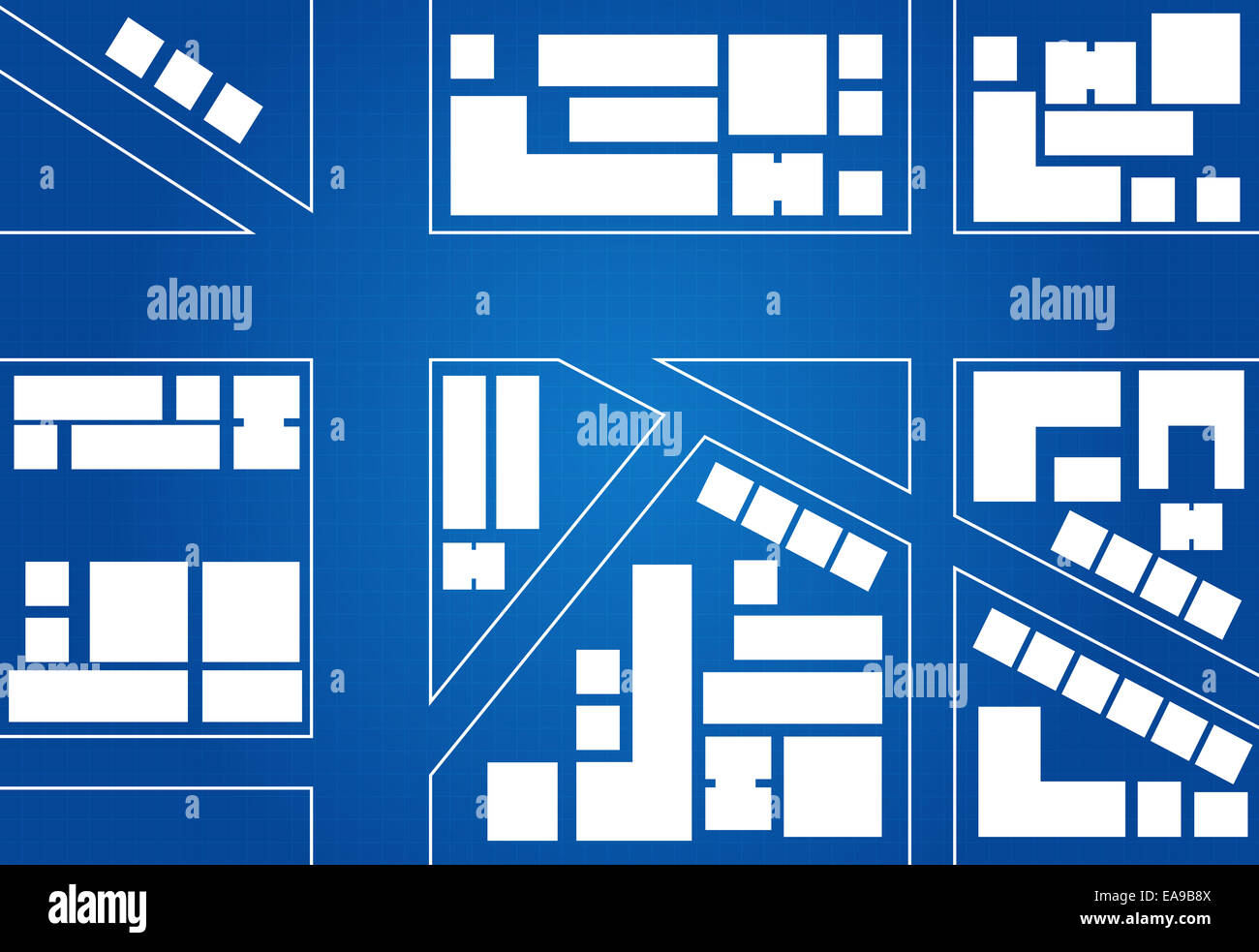 Blueprint Of City Map Main Street And Buildings Stock Photo - Alamy