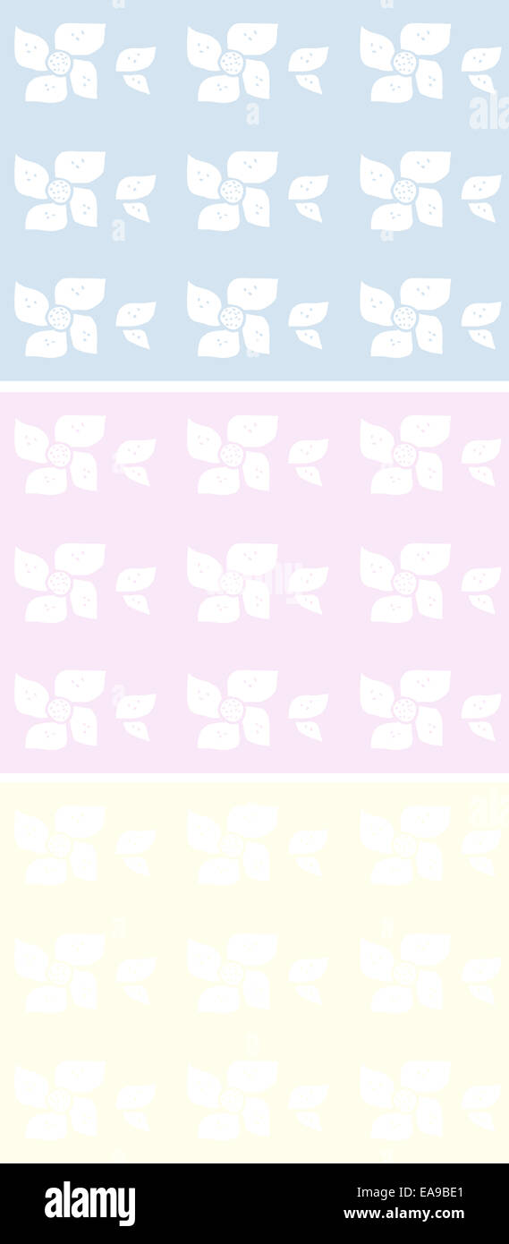 Triple baby flowers. Abstract hand drawn flower pattern in baby colors ...