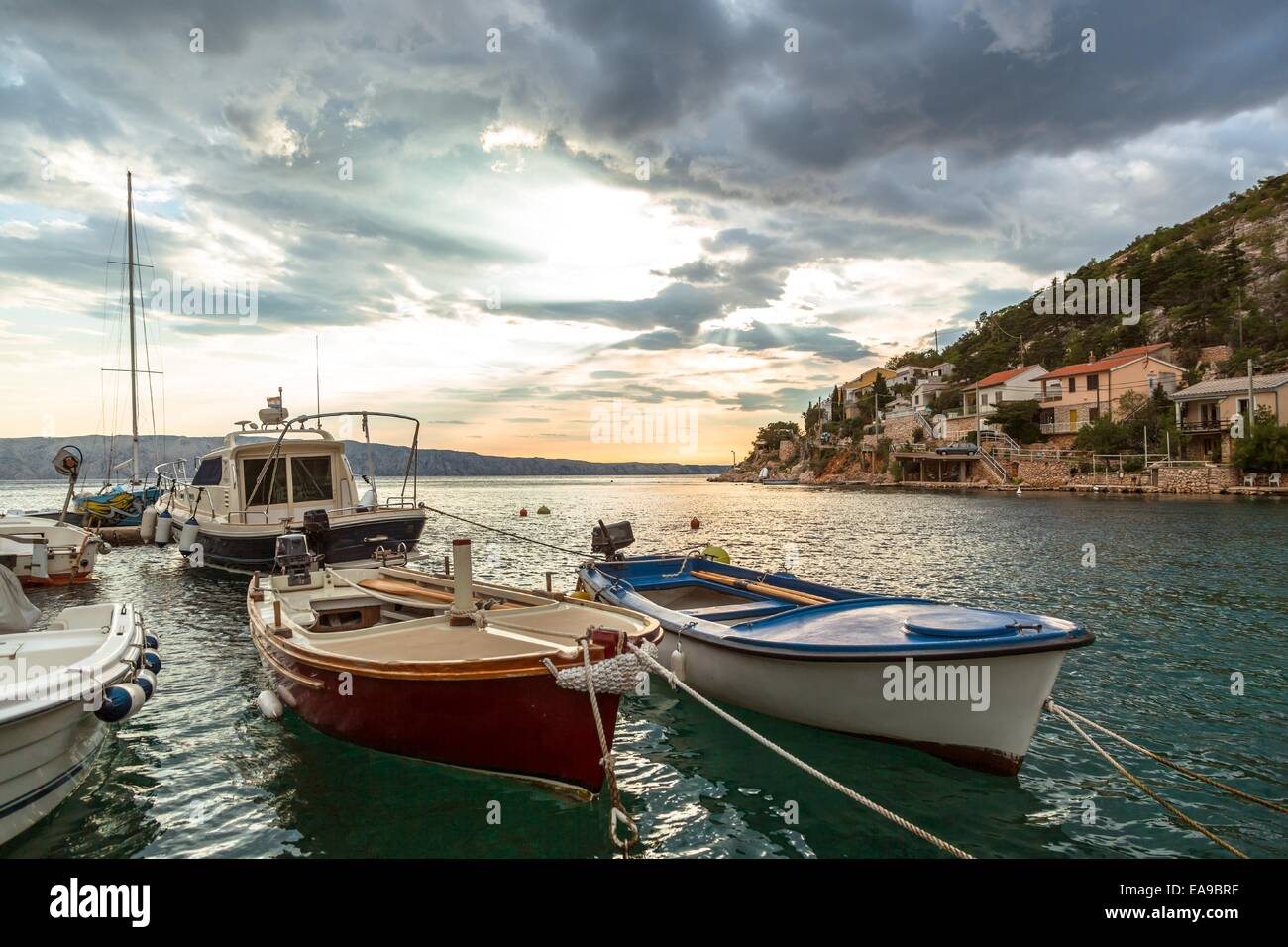 Landscape with boats and sea Stock Photo - Alamy