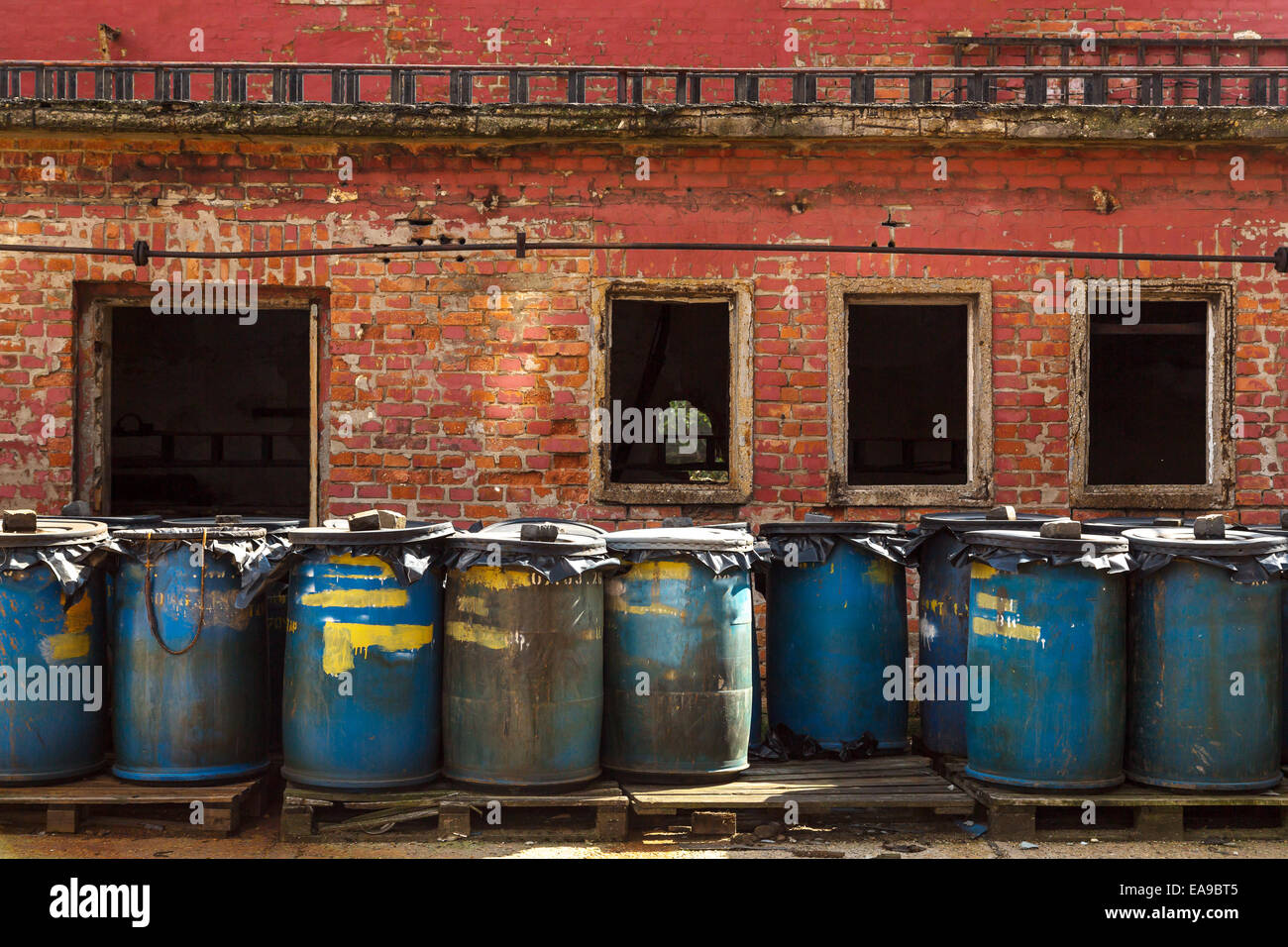 Several barrels of toxic Stock Photo - Alamy