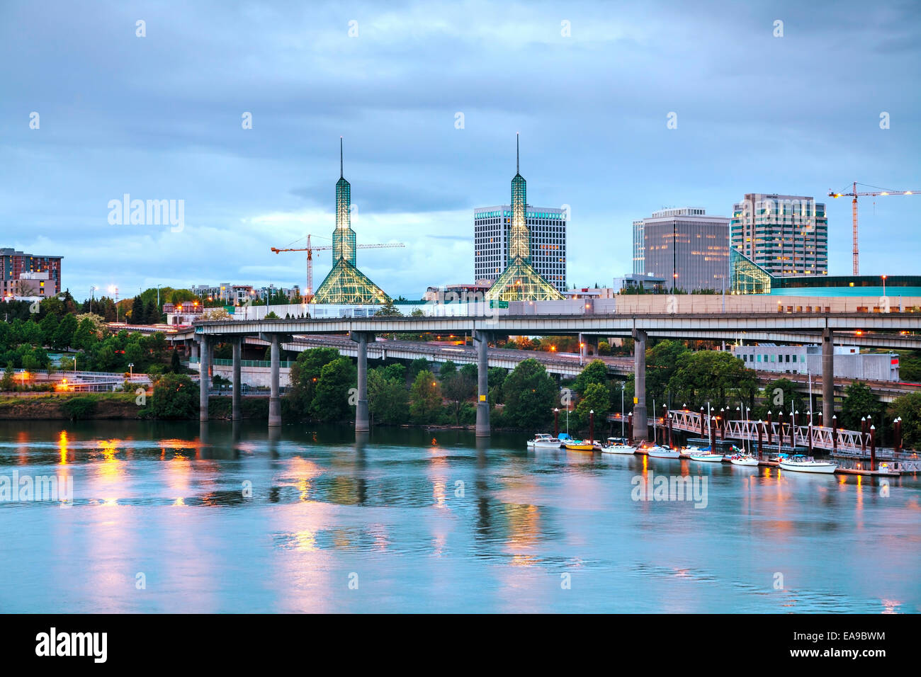 Downtown Portland, Oregon cityscape at the night time Stock Photo - Alamy