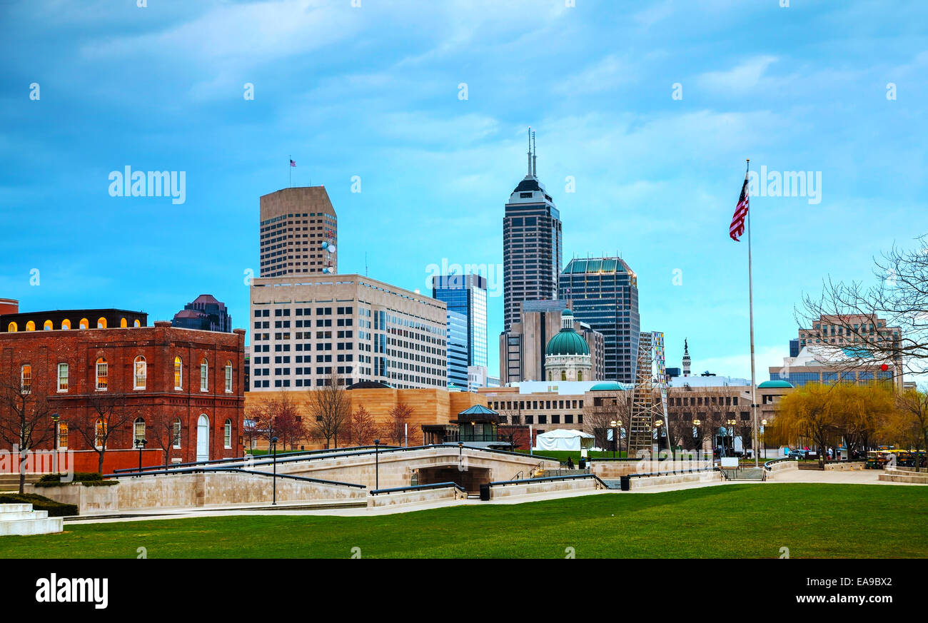Downtown of Indianapolis in the evening time Stock Photo - Alamy