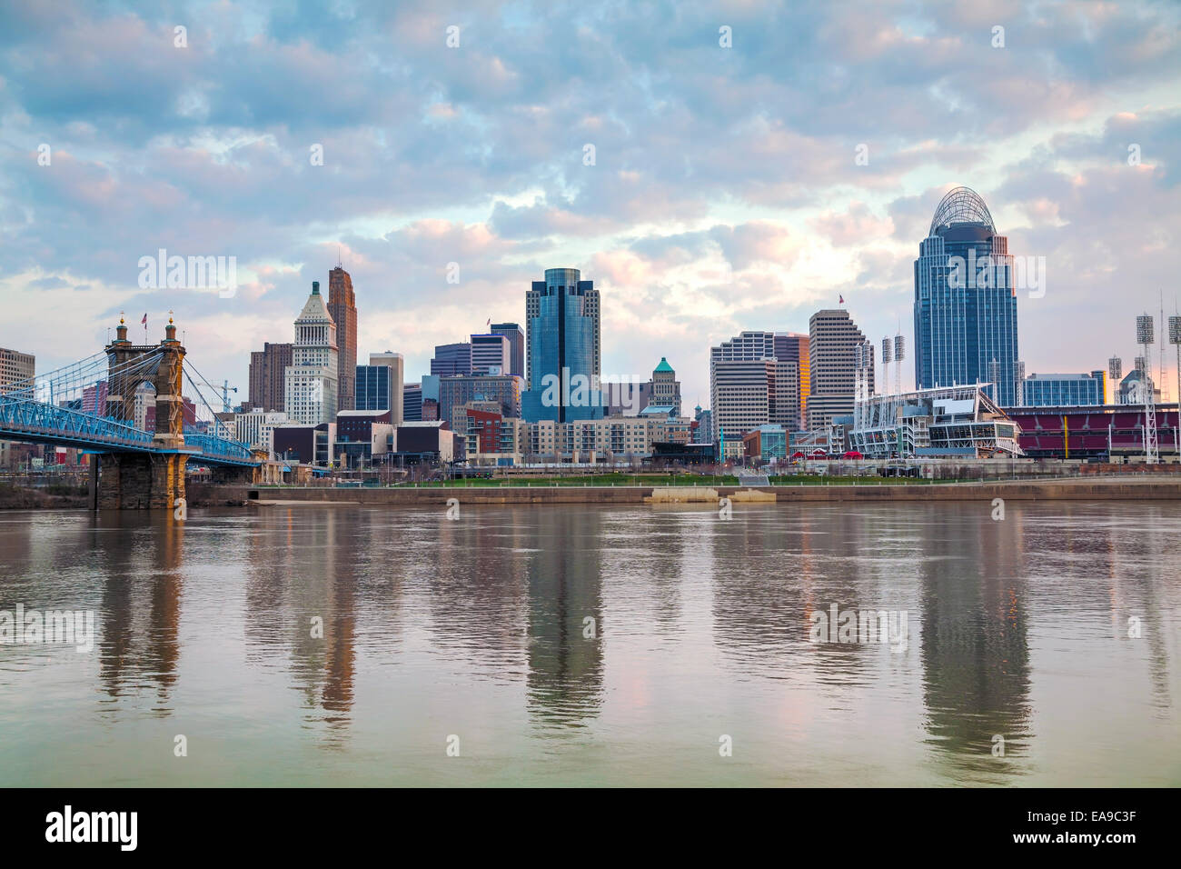 Cincinnati downtown panoramic overview at the sunset Stock Photo - Alamy