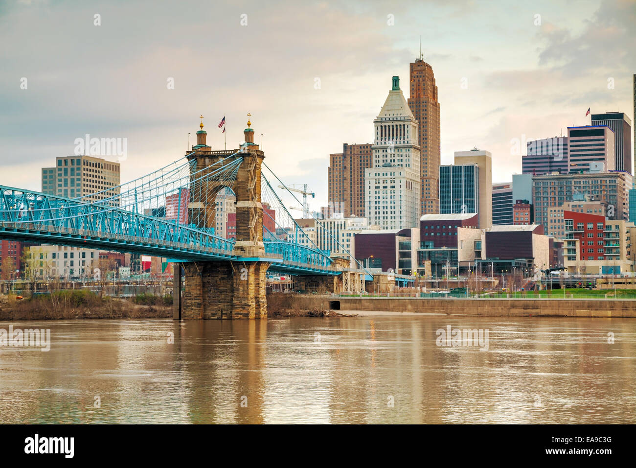 Cincinnati downtown panoramic overview at the sunset Stock Photo - Alamy