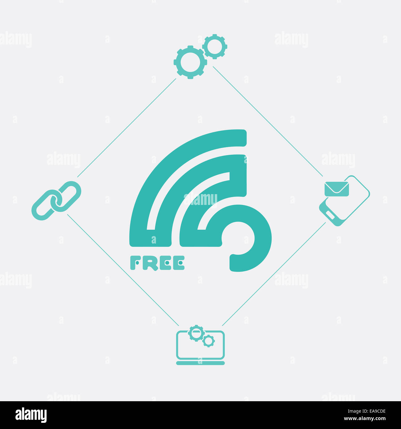 set of web icons and free wireless connection sign. vector graphic ...