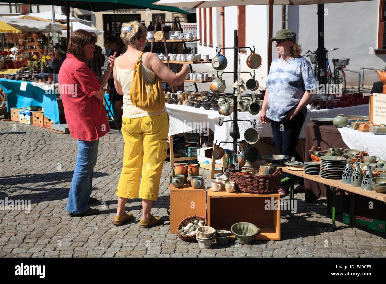 Stendal, Market stall at market square, Altmark, Sachsen-Anhalt ...