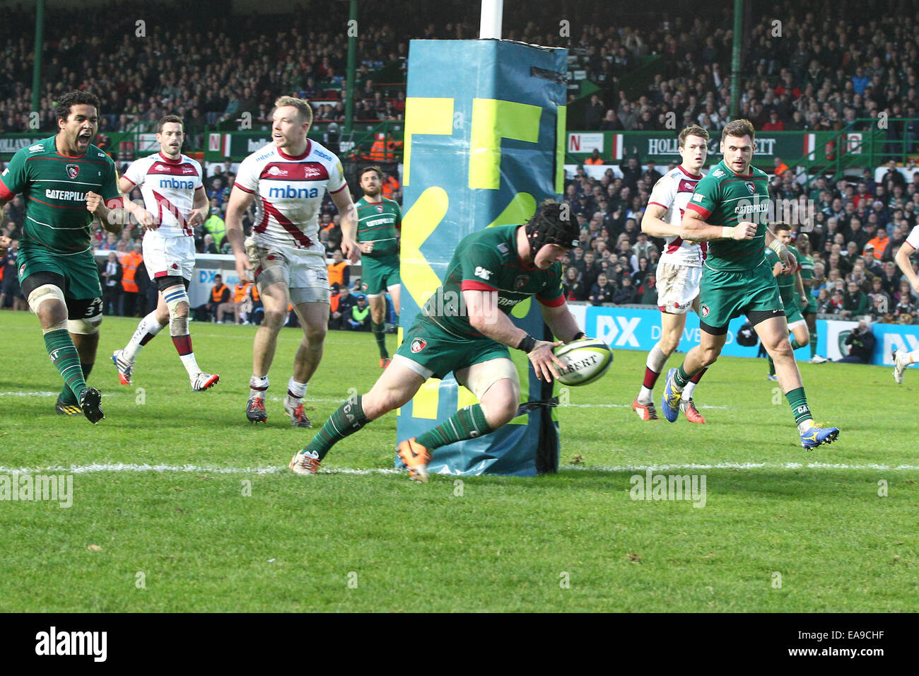 Leicester, UK. 09th Nov, 2014. LV Cup Rugby. Leicester Tigers versus ...