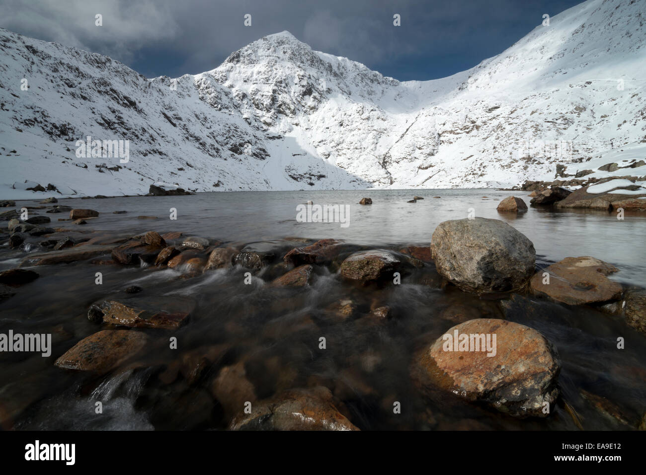 Snowdon view from Glaslyn, Snowdon Massif, Snowdonia National Park ...