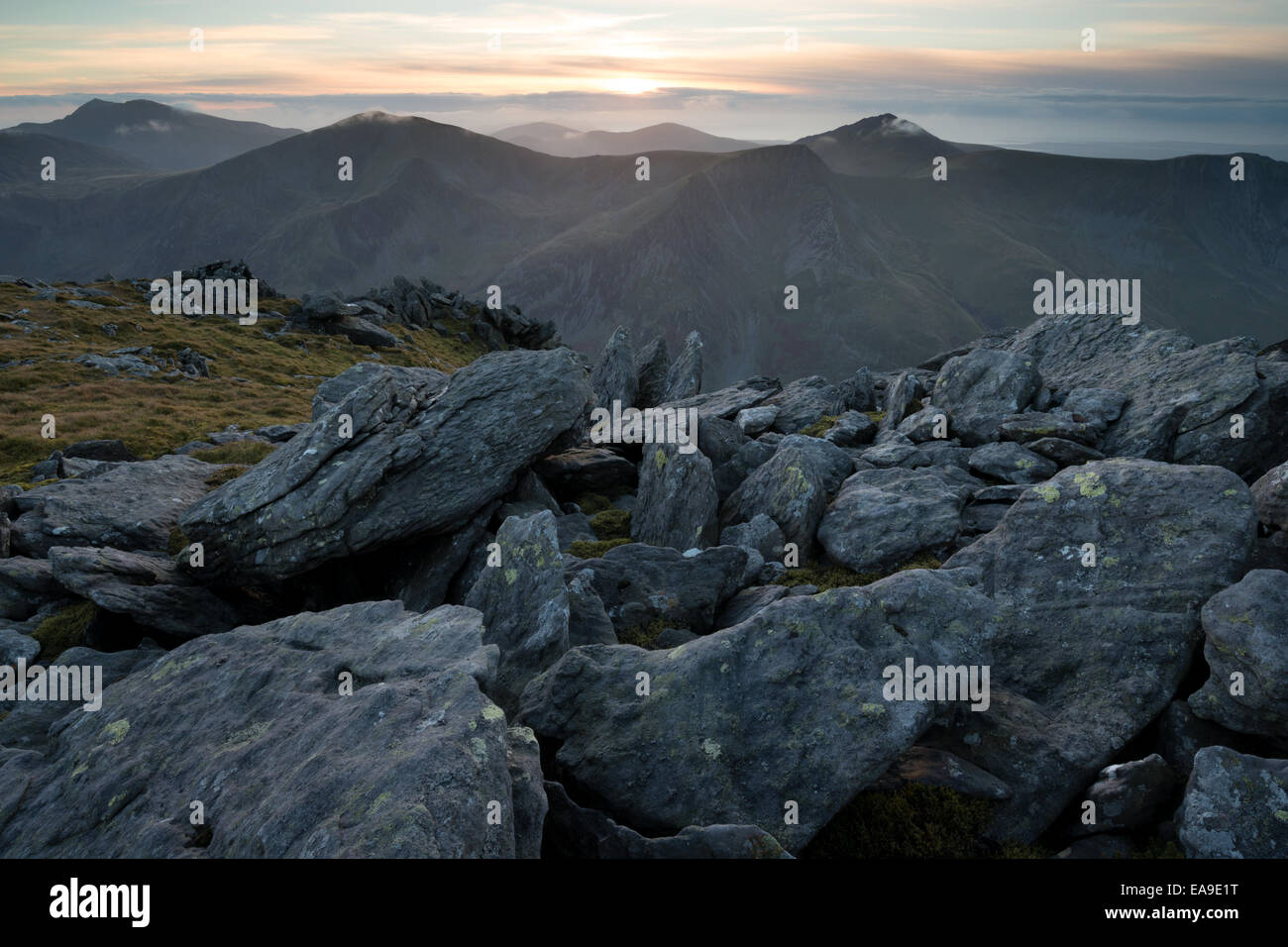 Glyderau from Pen Yr Ole Wen, Snowdonia National Park Stock Photo - Alamy