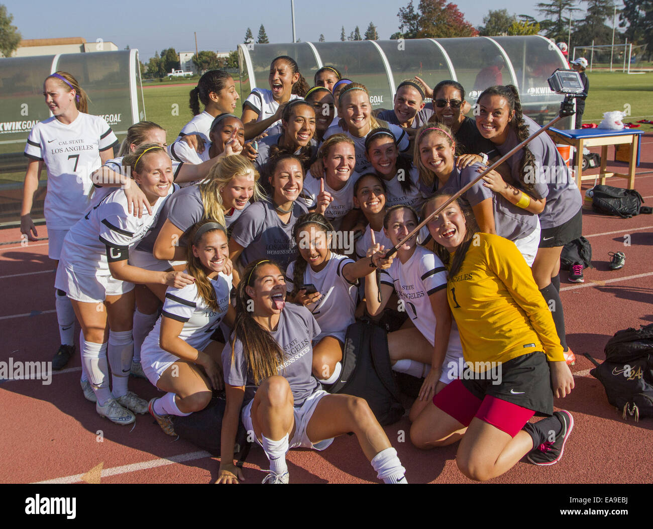 Turlock, CA, USA. 9th Nov, 2014. CSULA takes a selfie with a GoPro ...