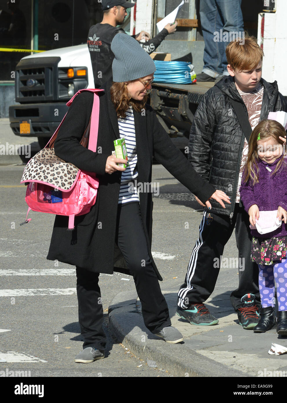 Mimi O'Donnell taking her children to school Featuring: Mimi O'Donnell ...