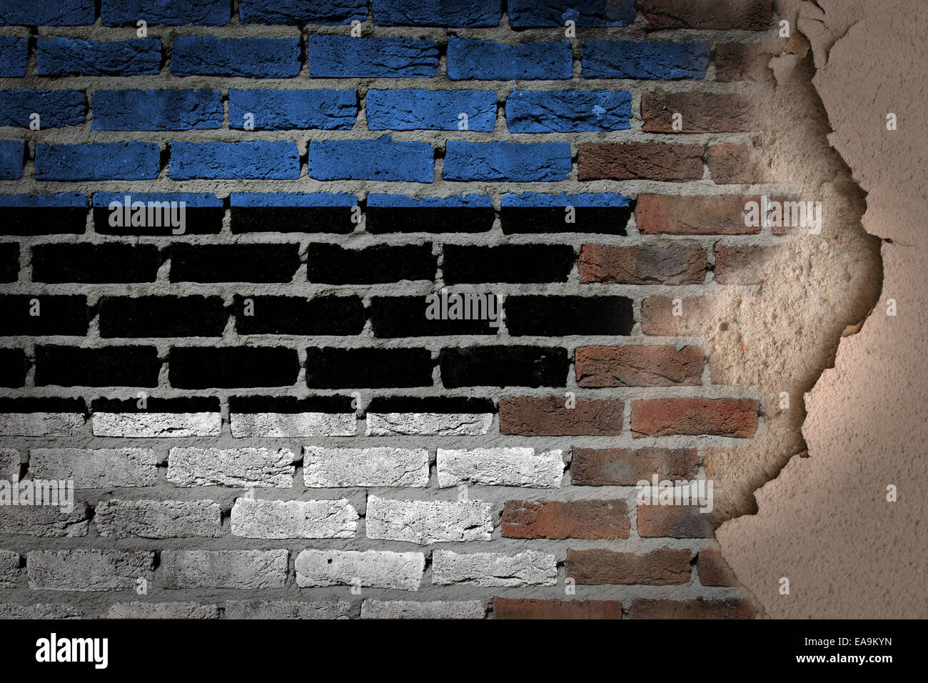 Dark brick wall texture with plaster - flag painted on wall - Estonia ...