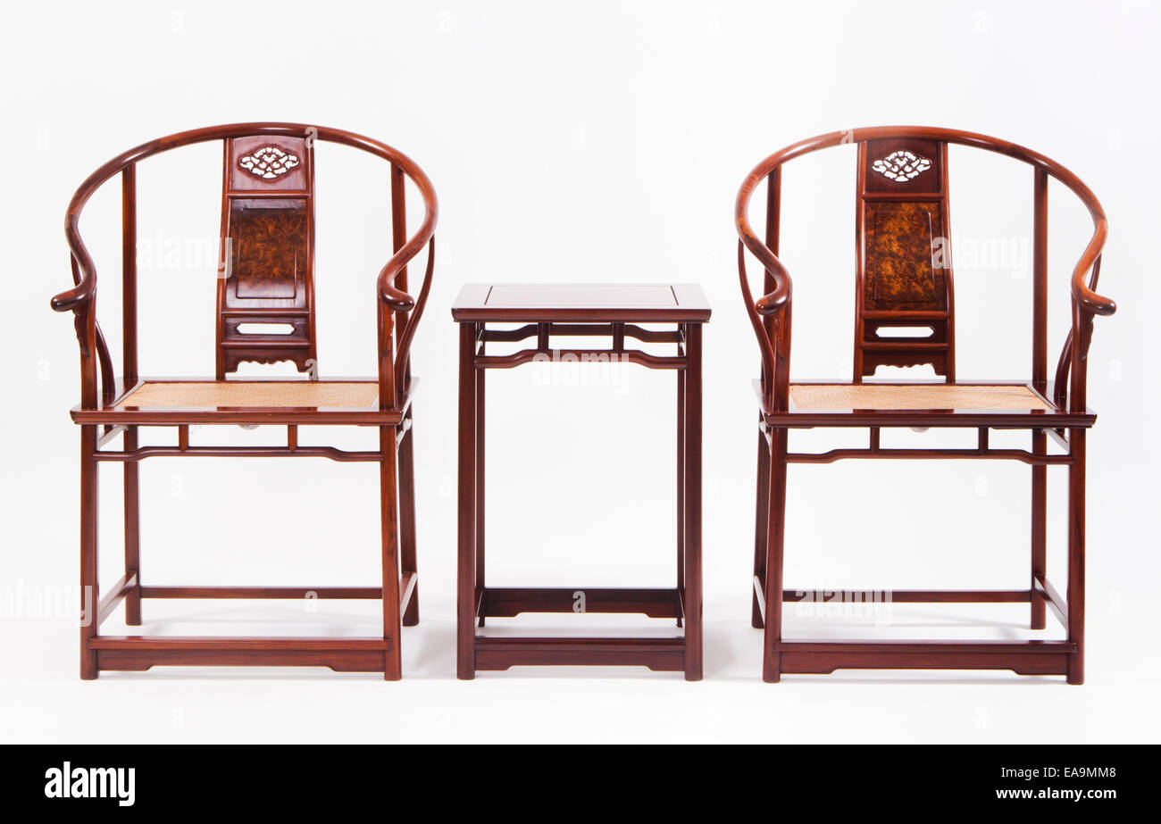 Chinese chair and tea table Stock Photo - Alamy