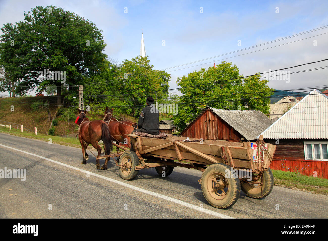 horse drawn cart full of hay Maramures County, Romania Stock Photo - Alamy