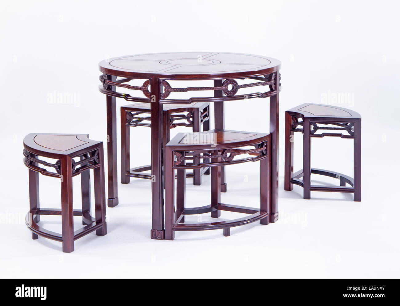 Classic Chinese table and stools Stock Photo - Alamy