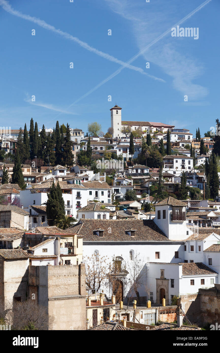 Albaicin (Albayzin) viewed from the slopes under the Alhambra, Granada ...