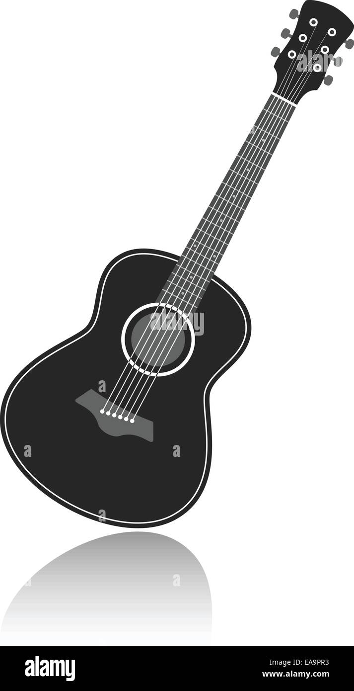 Acoustic music guitar symbol monochrome vector illustration Stock ...