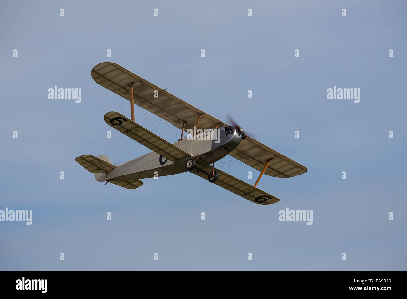 Replica Hawker Cygnet biplane aircraft of 1924 flying at Old Warden ...