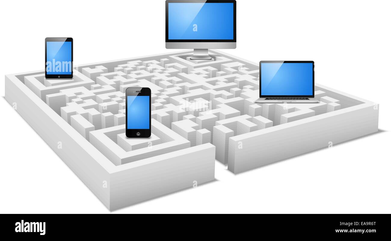Concept of electronic devices in digital labyrinth vector illustration Stock Vector Image & Art ...