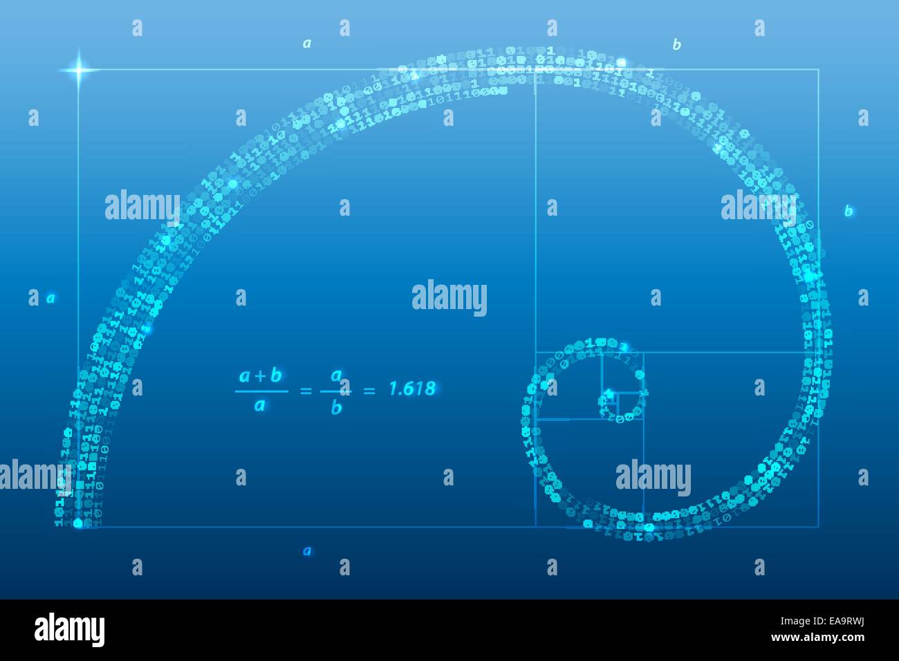 Digital golden ratio, spiral symbol vector illustration Stock Vector ...