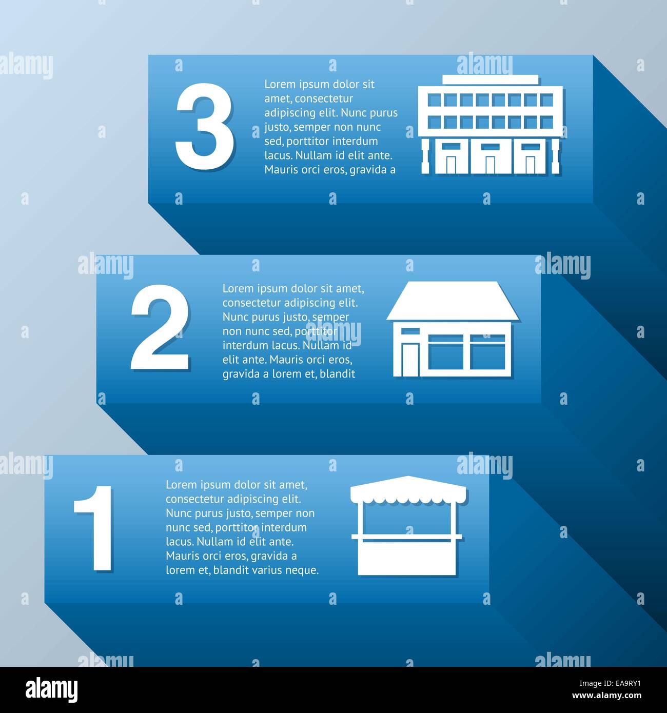 Growing business infographic set with commercial buildings vector ...