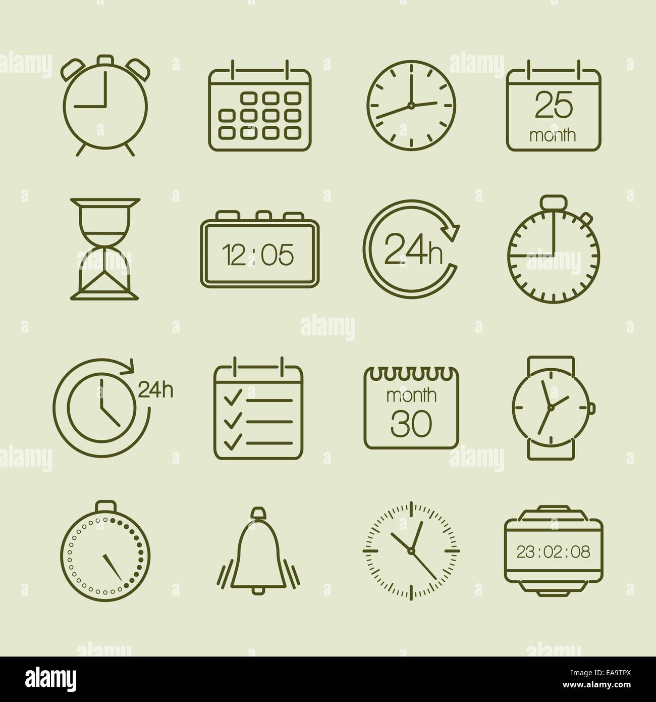 Simple time and calendar icons set vector illustration Stock Vector ...