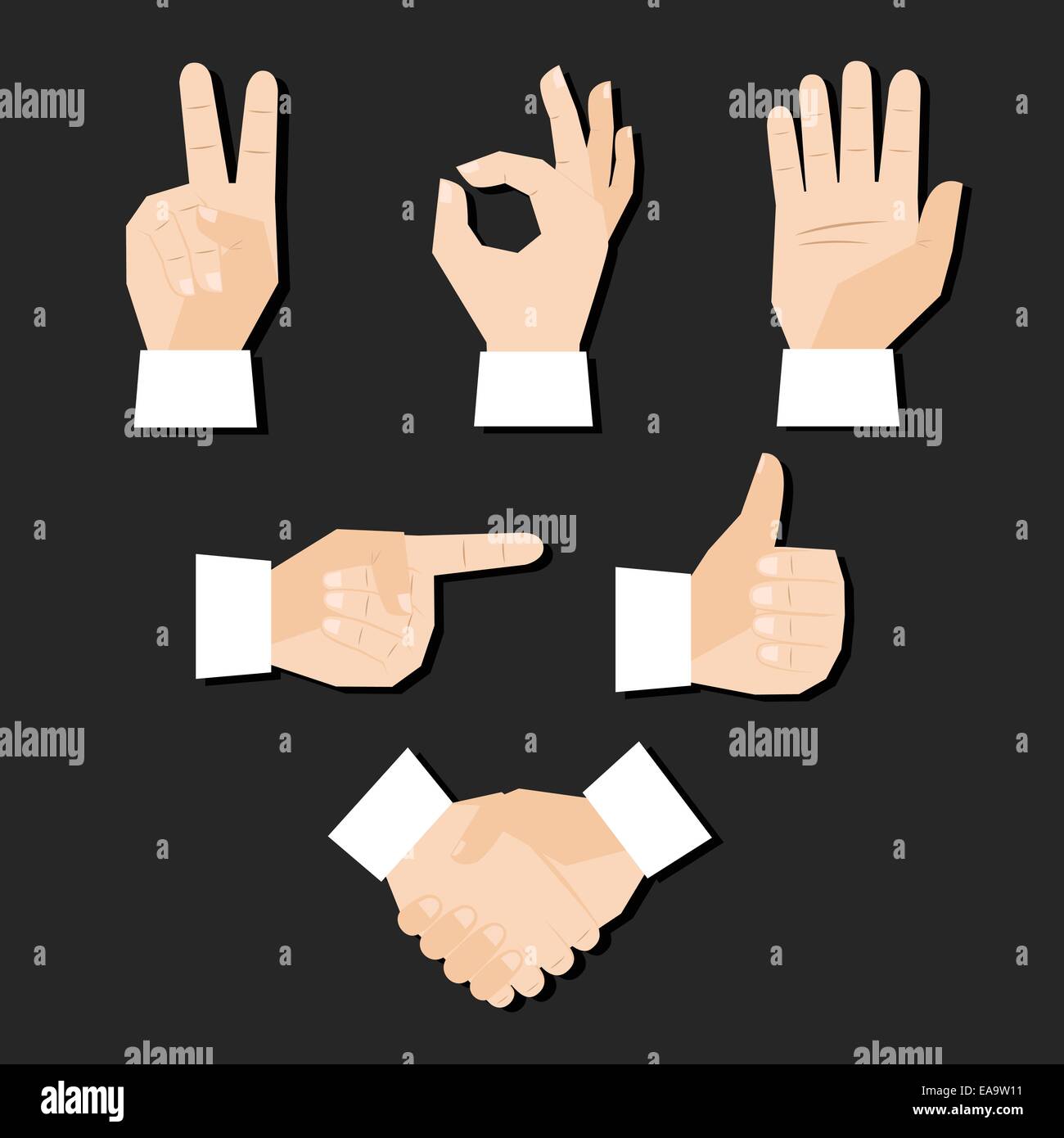 Set of hands finger gestures vector illustration Stock Vector Image ...