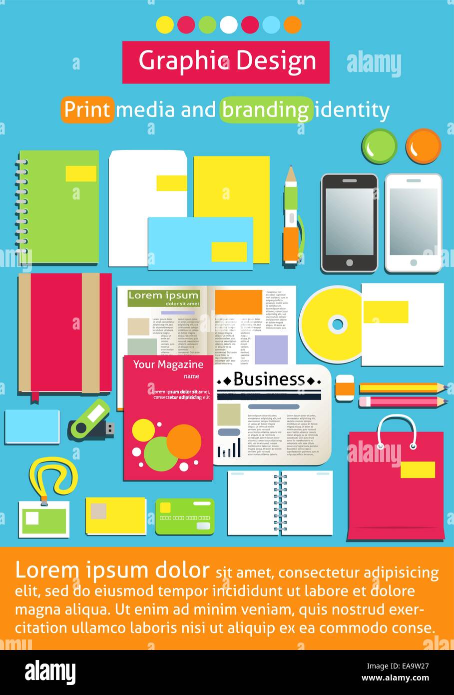 Graphic design, print media and branding identity poster template ...