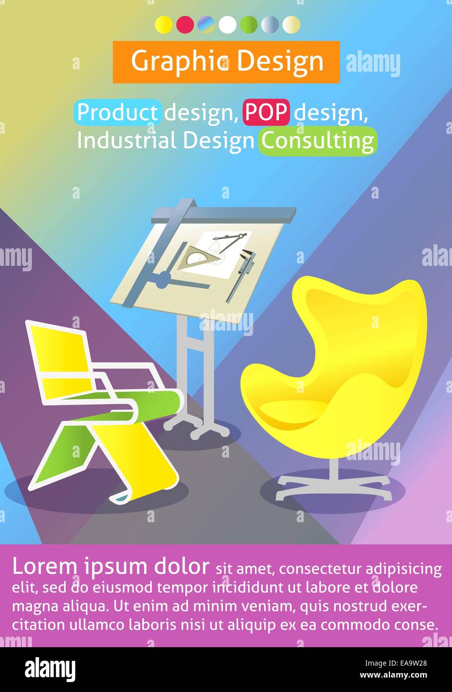 Industrial design poster template, from drawing to product vector ...