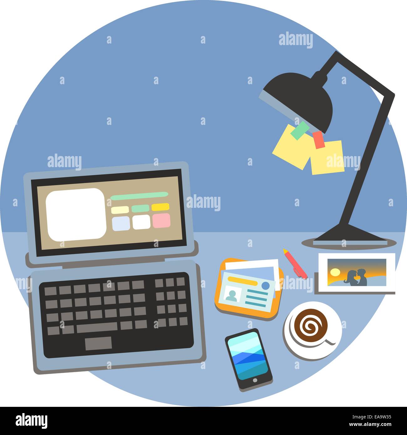 Business workplace items cubicle concept vector illustration Stock ...