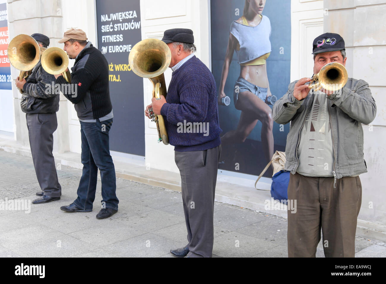 Warsaw Poland brass band play in the street Stock Photo - Alamy