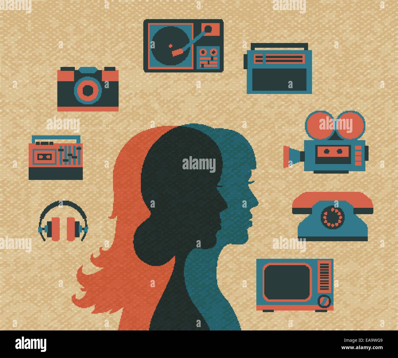 Girl friends silhouettes choosing entertainment vector illustration ...