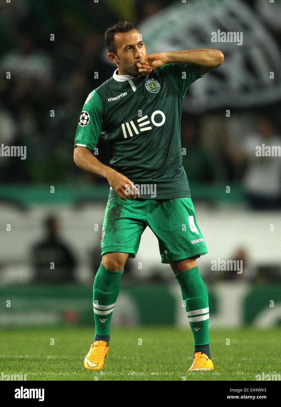 Sporting Lisbon's Adrien Silva reacts during the UEFA Champions League ...