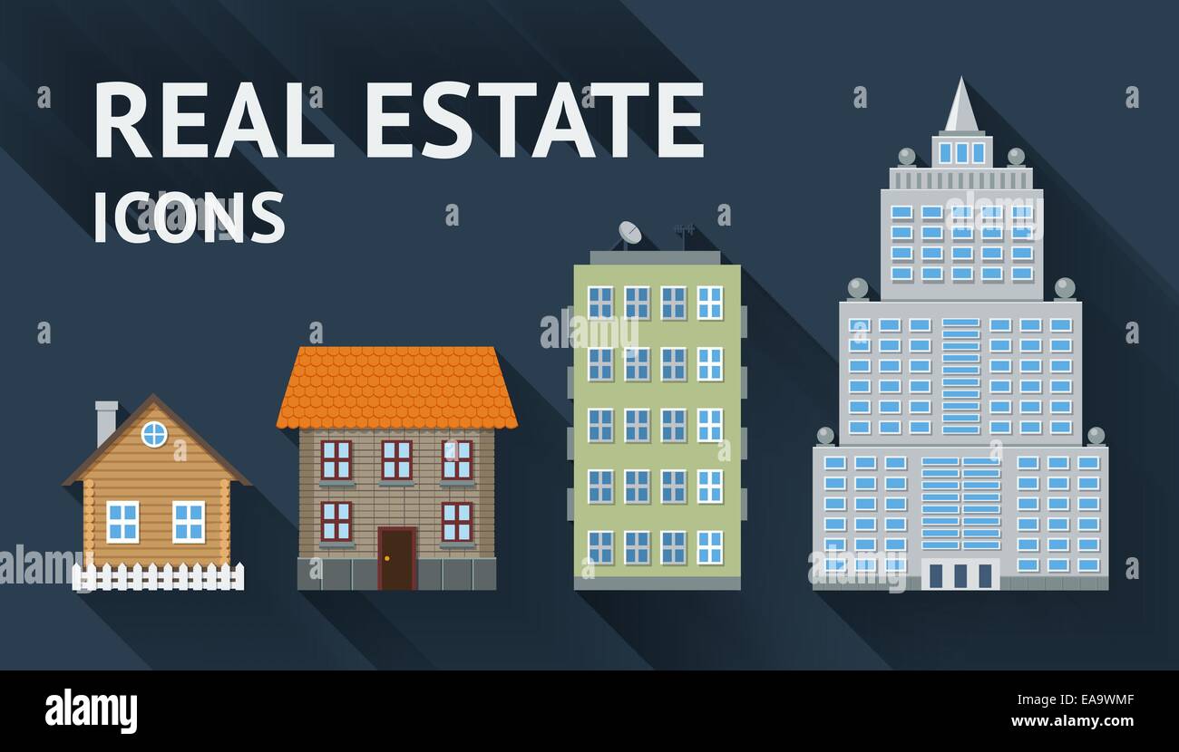 Real estate buildings icons set vector illustration Stock Vector Image ...