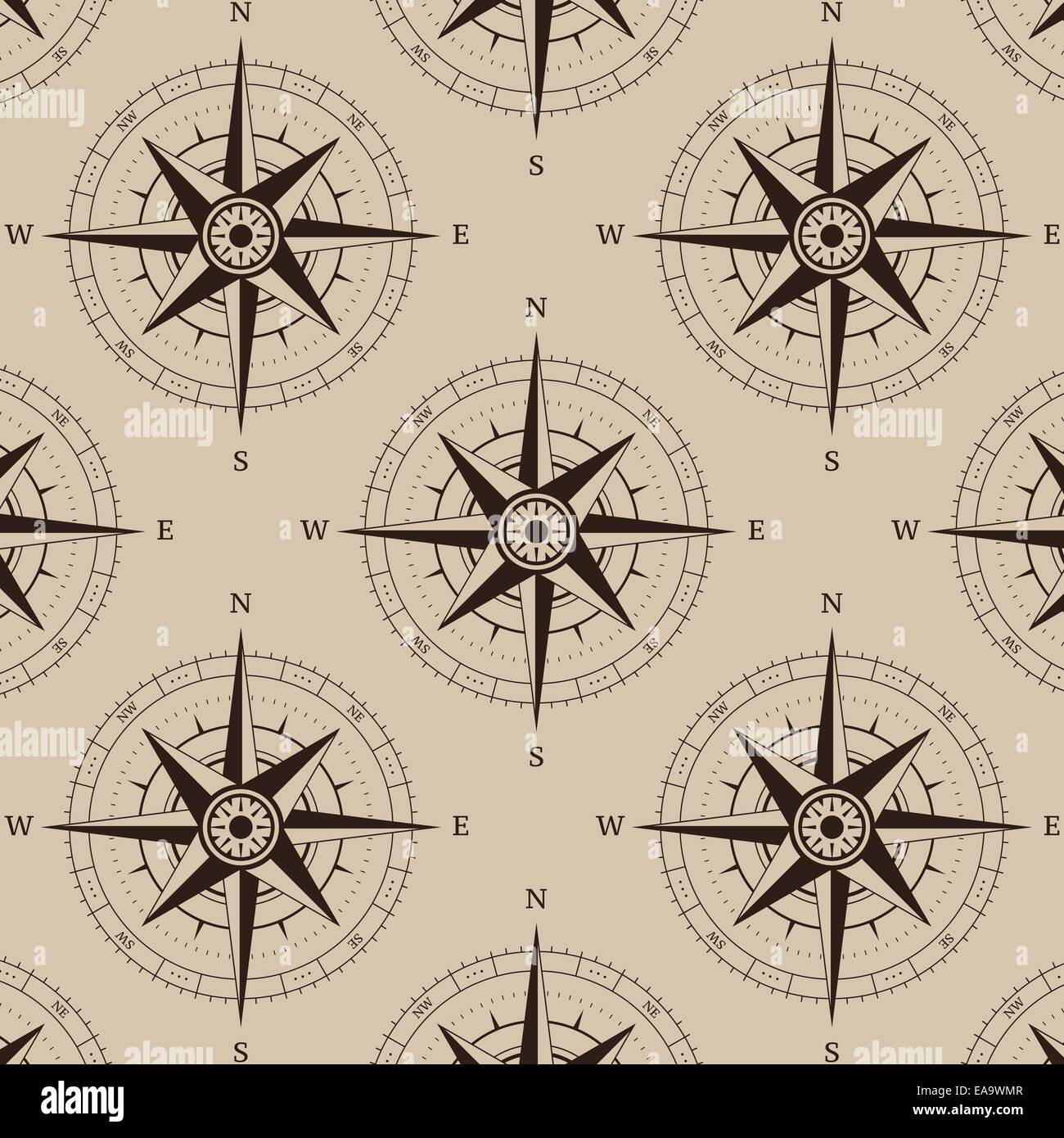 Navigation compass seamless pattern background vector illustration ...
