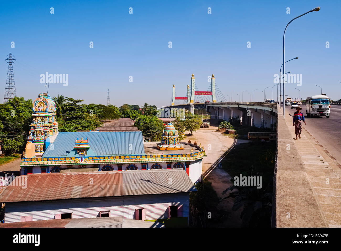 Hindu temple at Maha Bandula Bridge, Yangon, Myanmar Stock Photo - Alamy