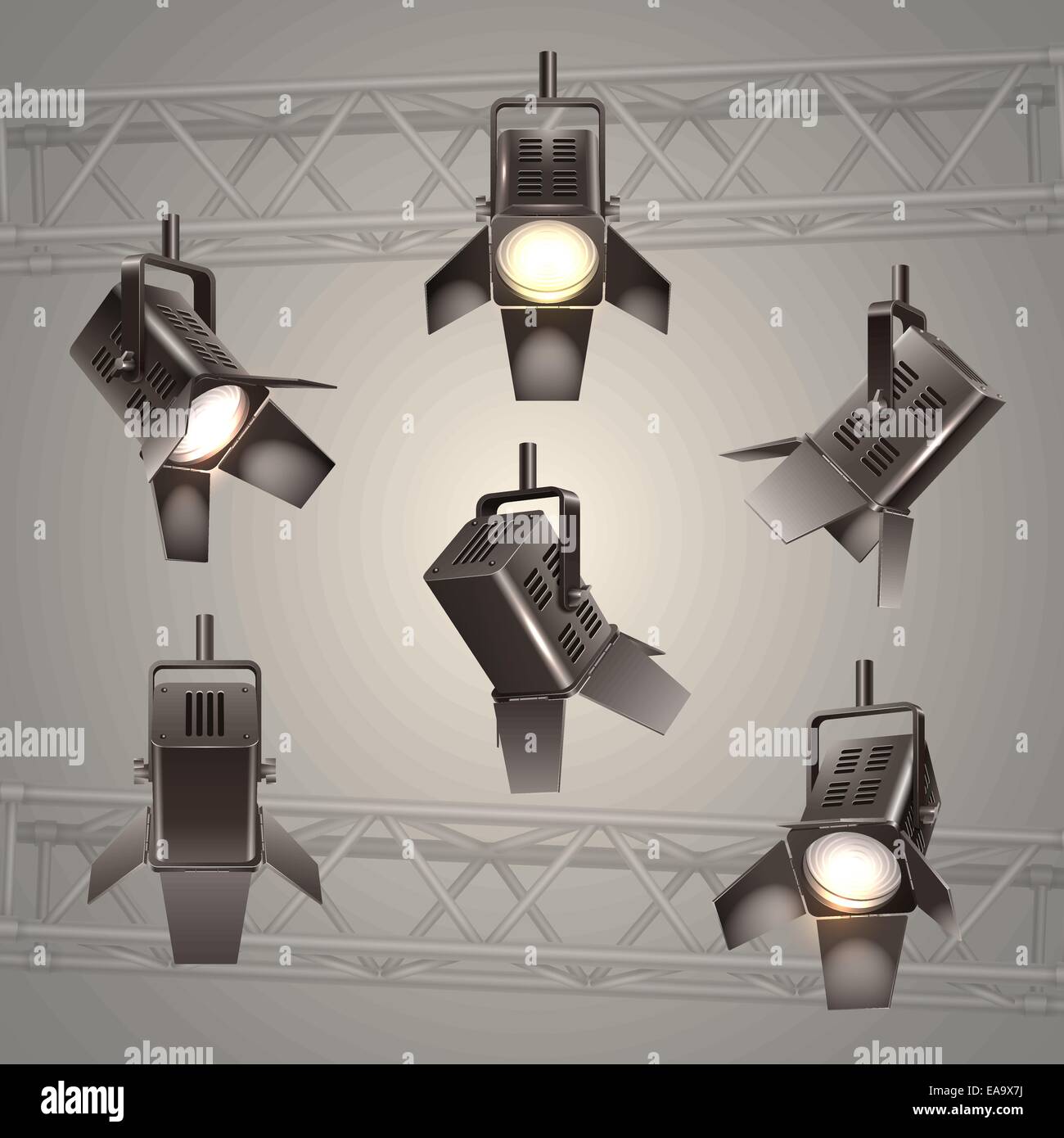 Digital stage lighting design elements vector illustration Stock Vector ...